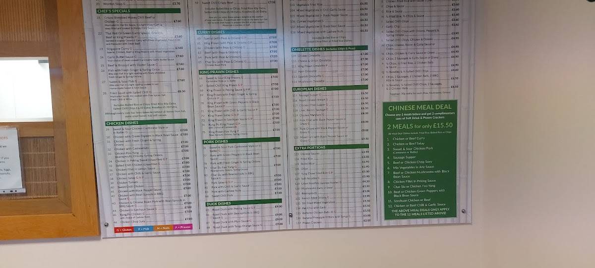 Menu at Jade House fast food, Coleraine