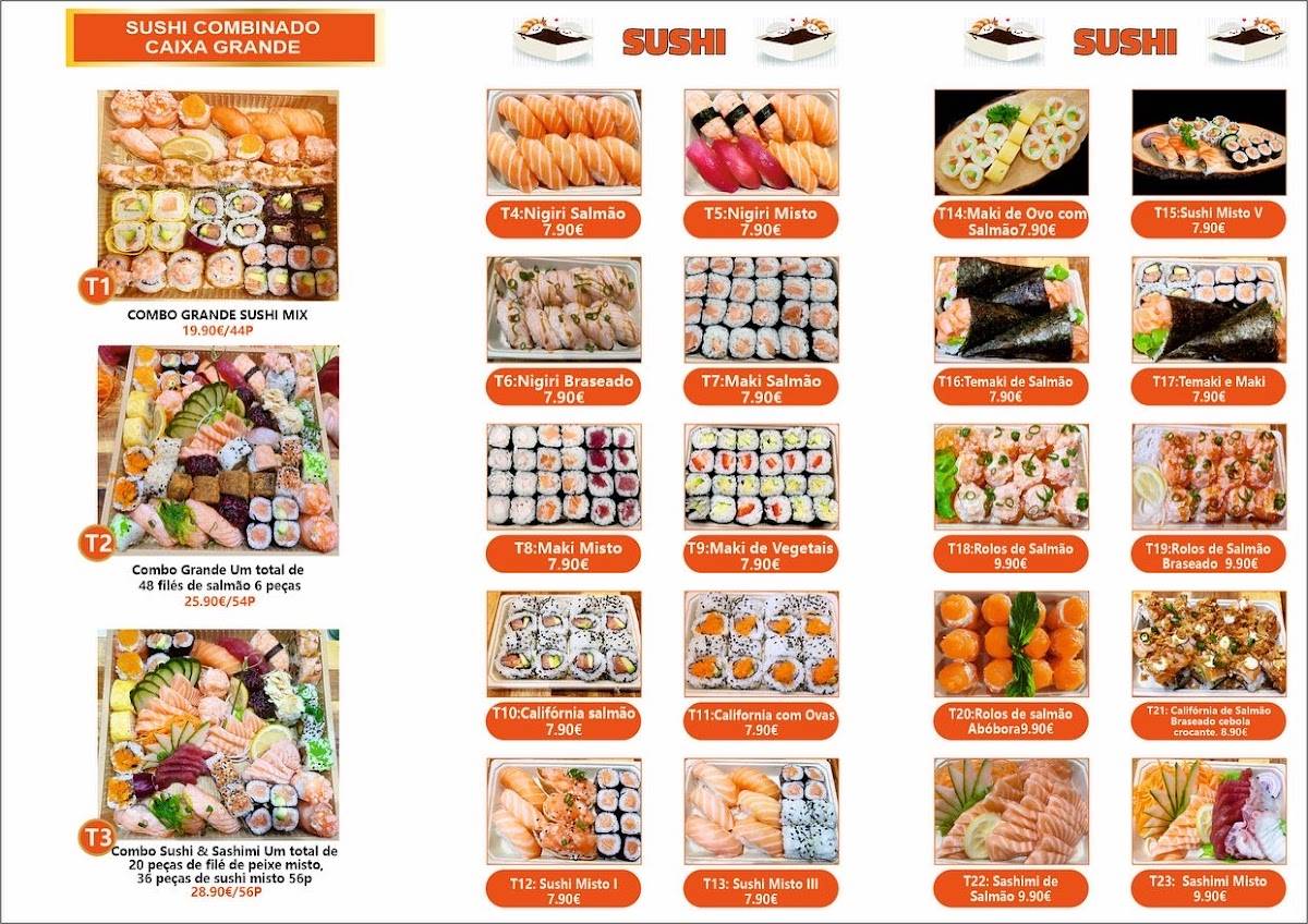 Menu at Jay Jian Sushi restaurant, Parede