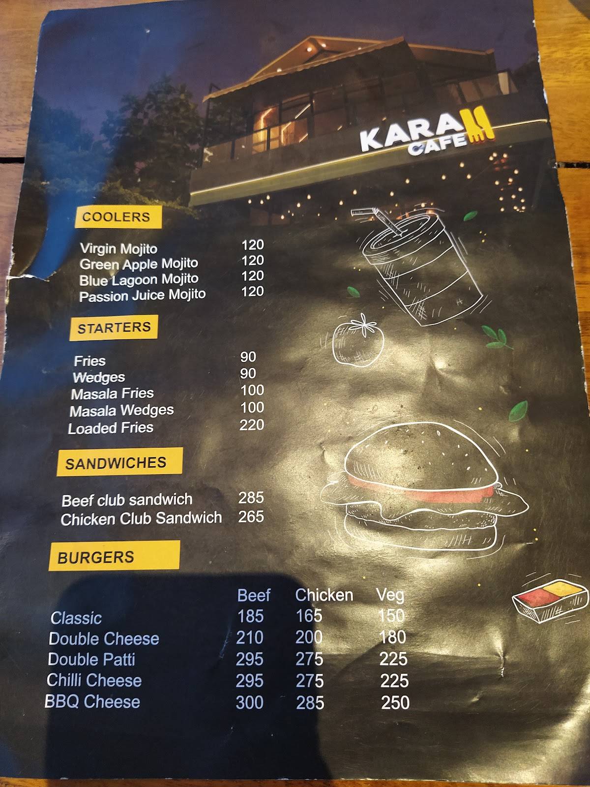 Menu at KARA CAFE, Kodakara