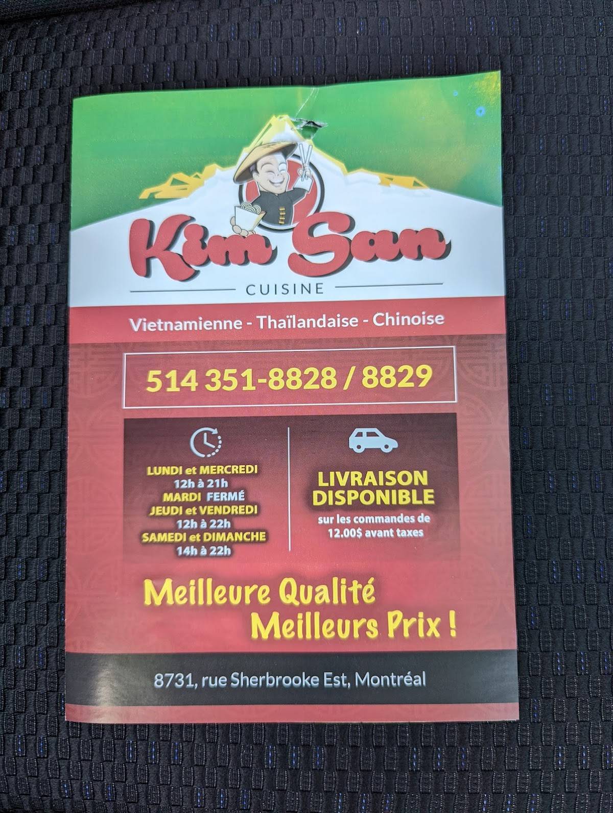 Menu au Restaurant Kim San, Montréal
