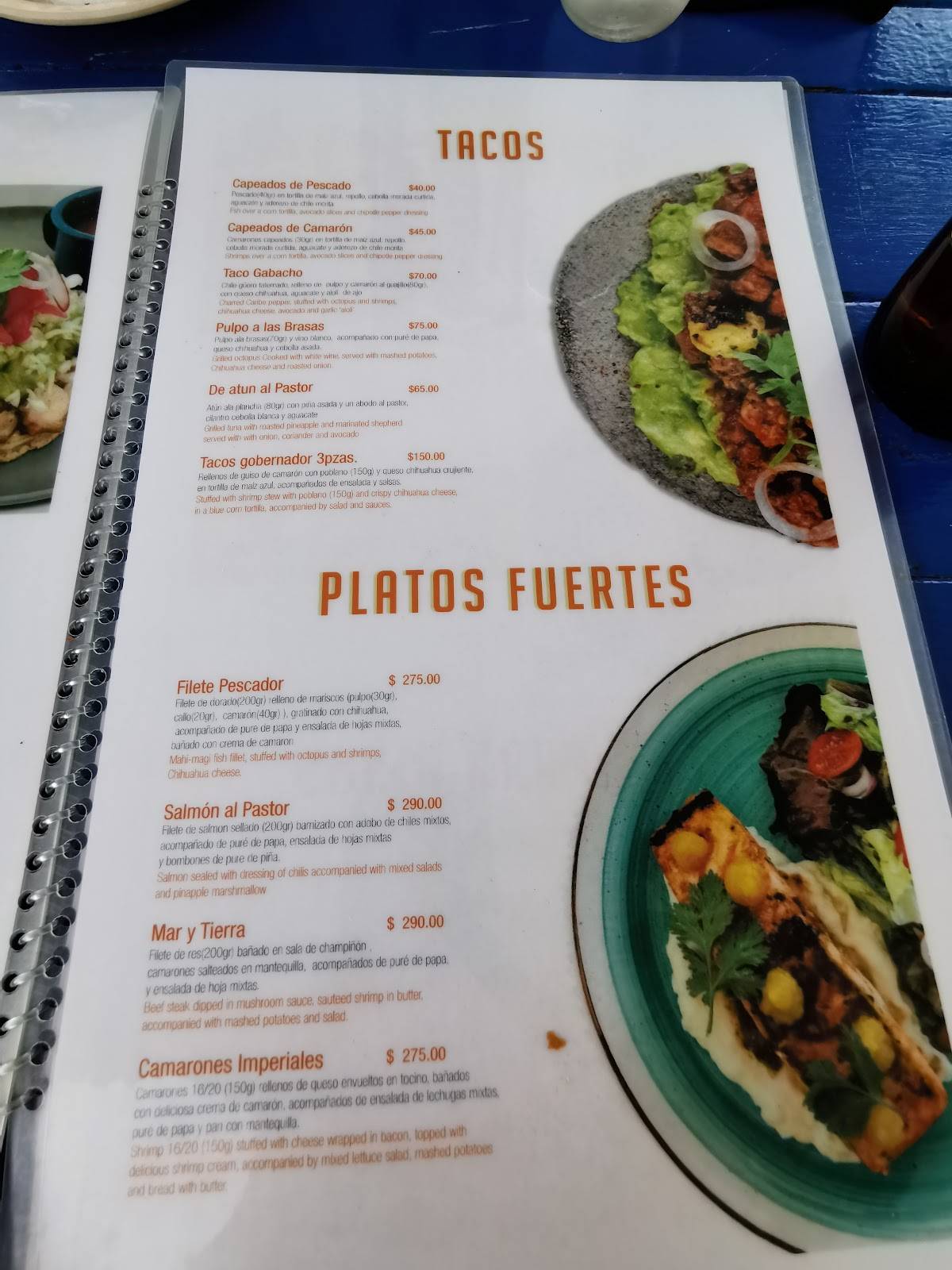 Carta del restaurante LA TOSTADERIA DEL MAR, Mazatlán
