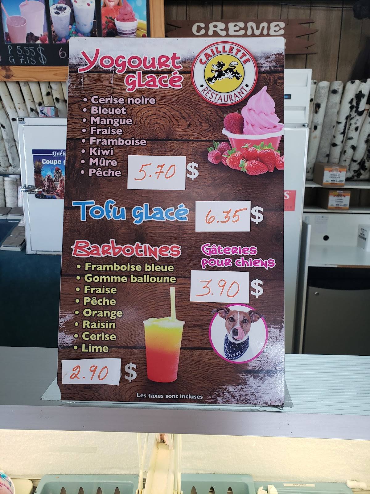 Menu au Restaurant La Caillette, Maskinongé