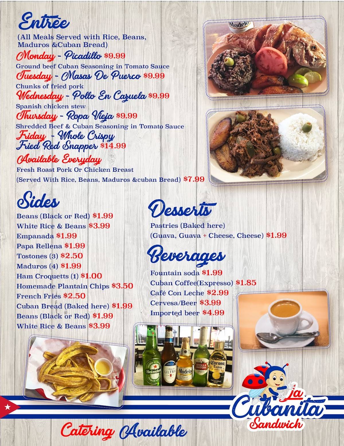 Menu at La Cubanita Sandwich (formerly Cuban Sandwich) restaurant ...