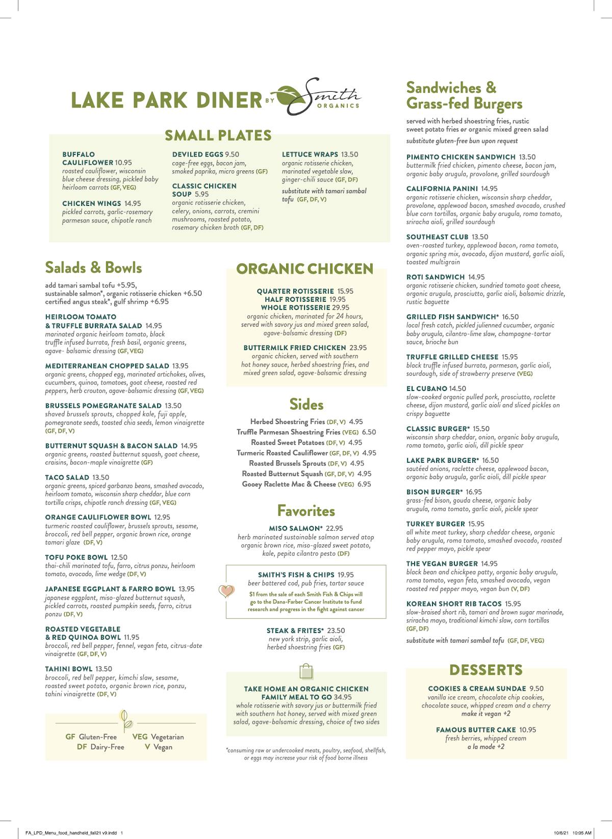Menu at Lake Park Diner restaurant, Naples