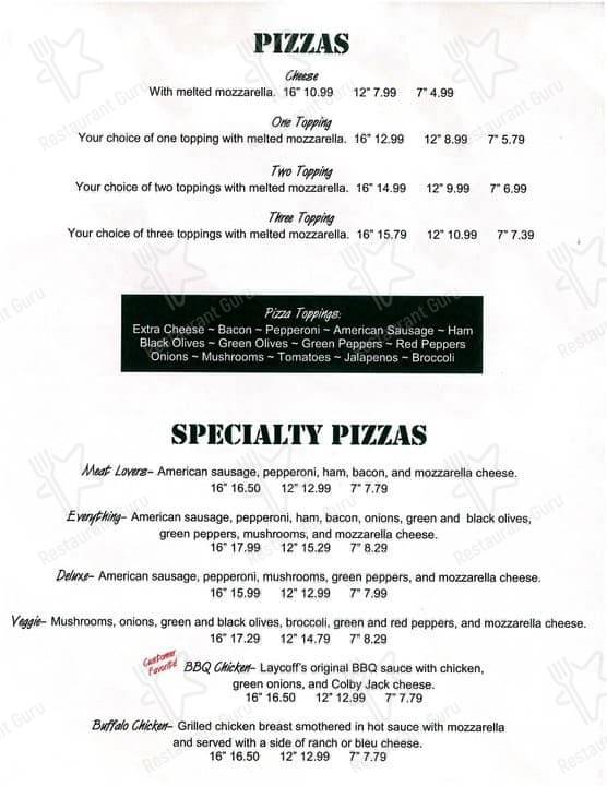 Menu at Laycoff's Tavern pub & bar, Fort Wayne