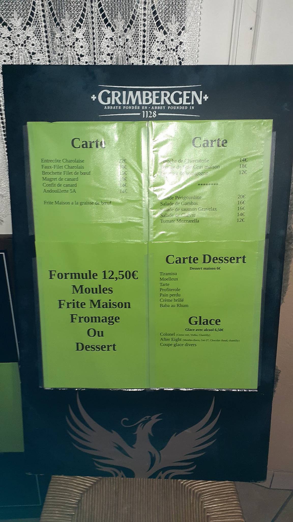 Menu au L'Auberge le Cheval Blanc restaurant, Perrecy-les-Forges