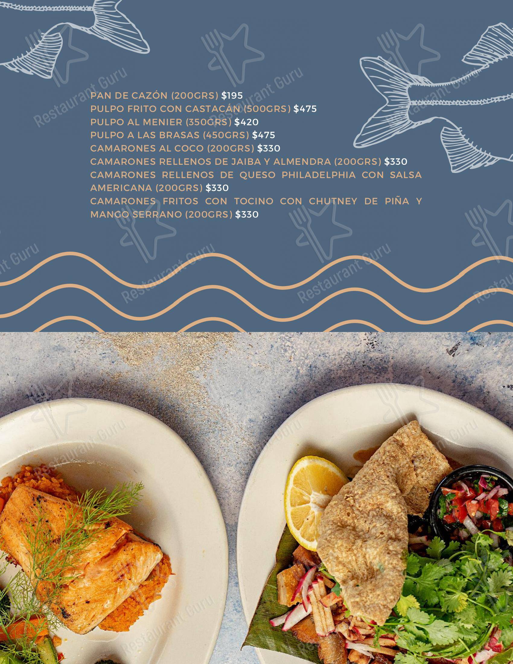 Carta del restaurante Los Mariscos del Chichí, Merida, Calle 35ᴬ