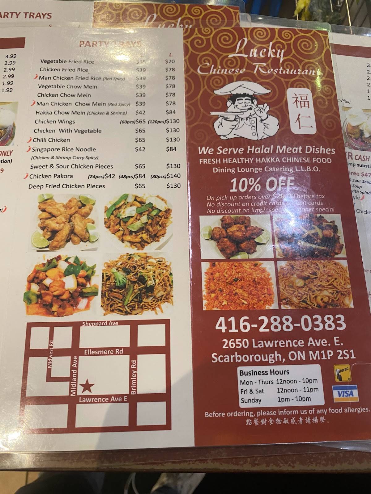 Menu at Lucky Chinese Restaurant, Toronto, 2650 Lawrence Ave E