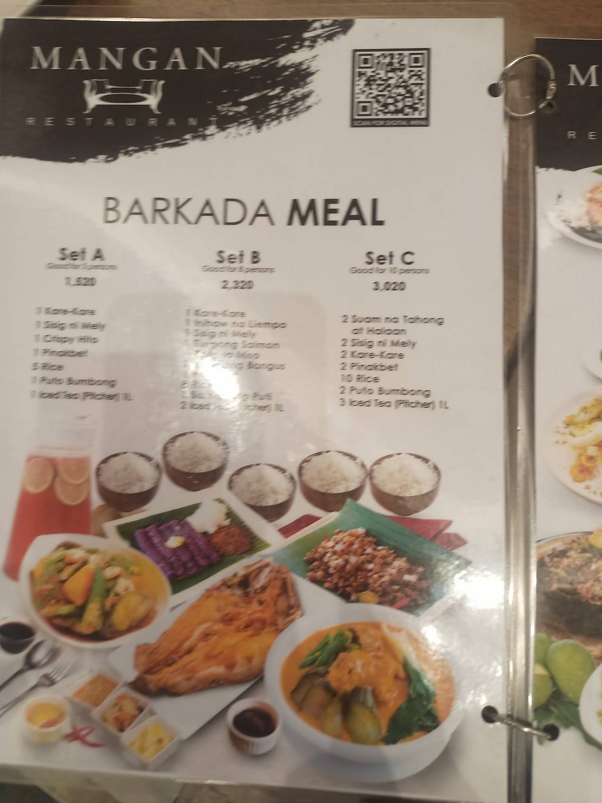 Menu at Mangan Restaurant Ayala Malls Manila Bay, Parañaque, GXFQ+2G7