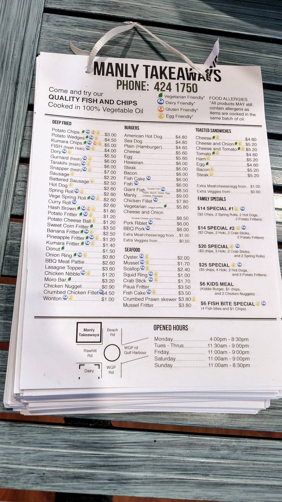 Menu at Manly Takeaways & Sun View Chinese restaurant, Auckland