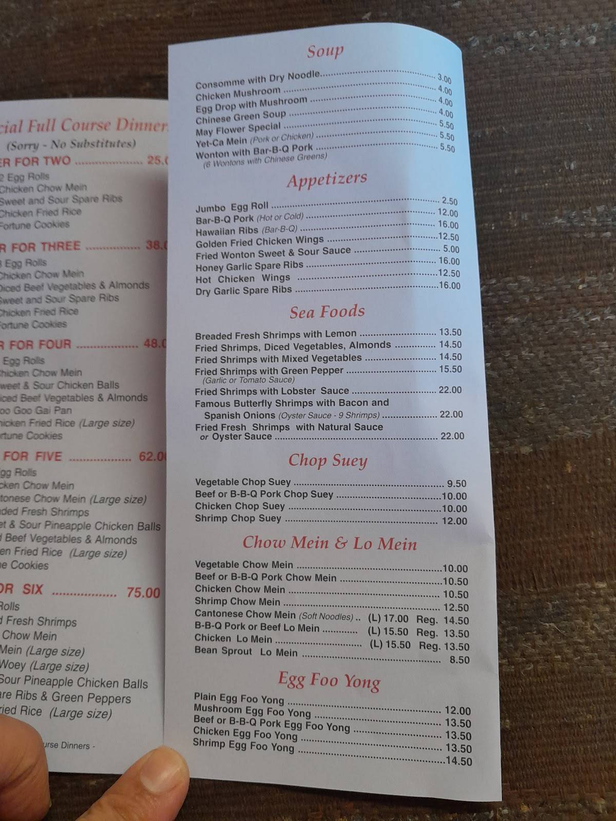 Menu at May Flower Chinese Foods restaurant, Oshawa