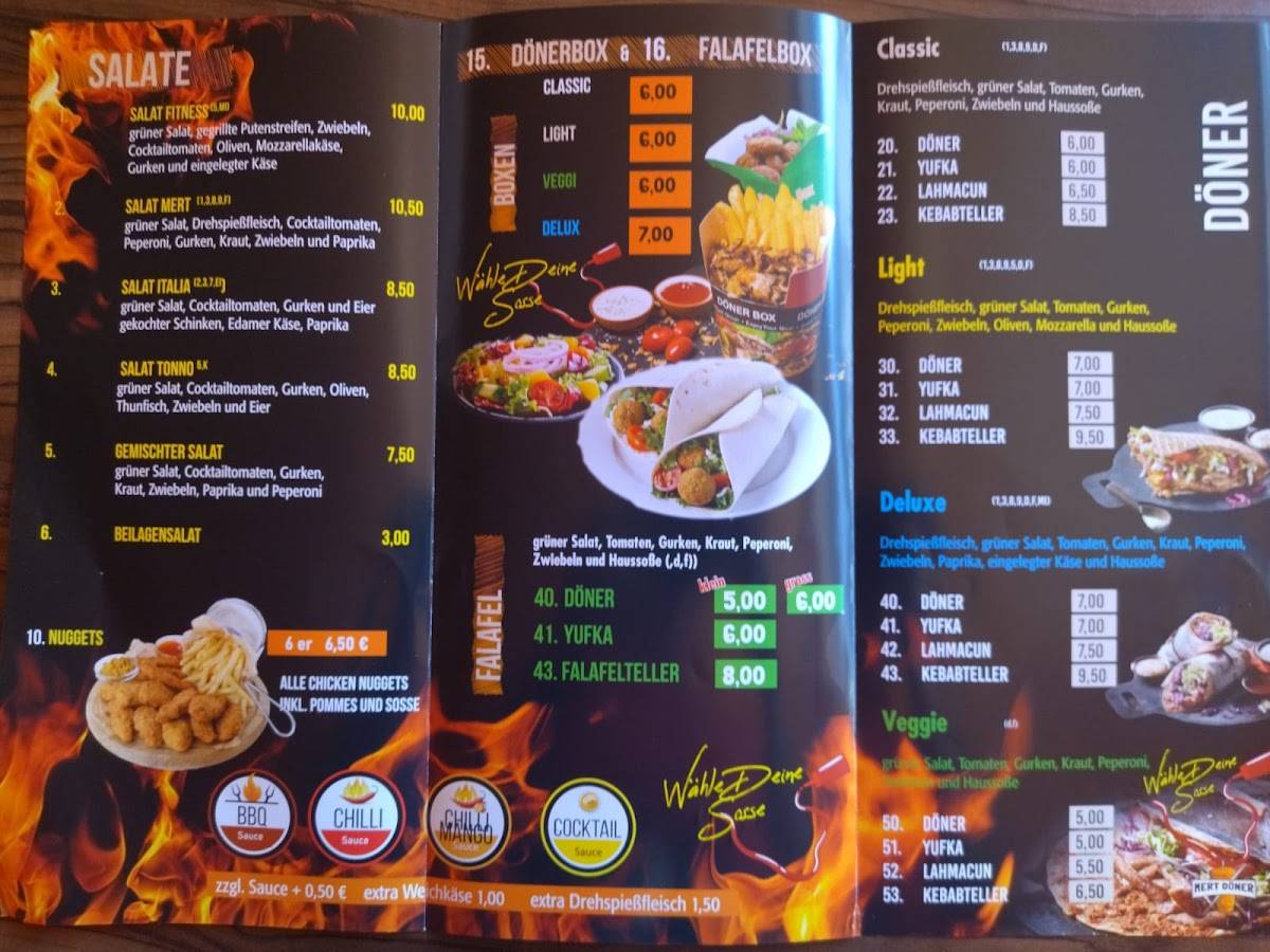 Menu at Mert Döner restaurant, Hornbach