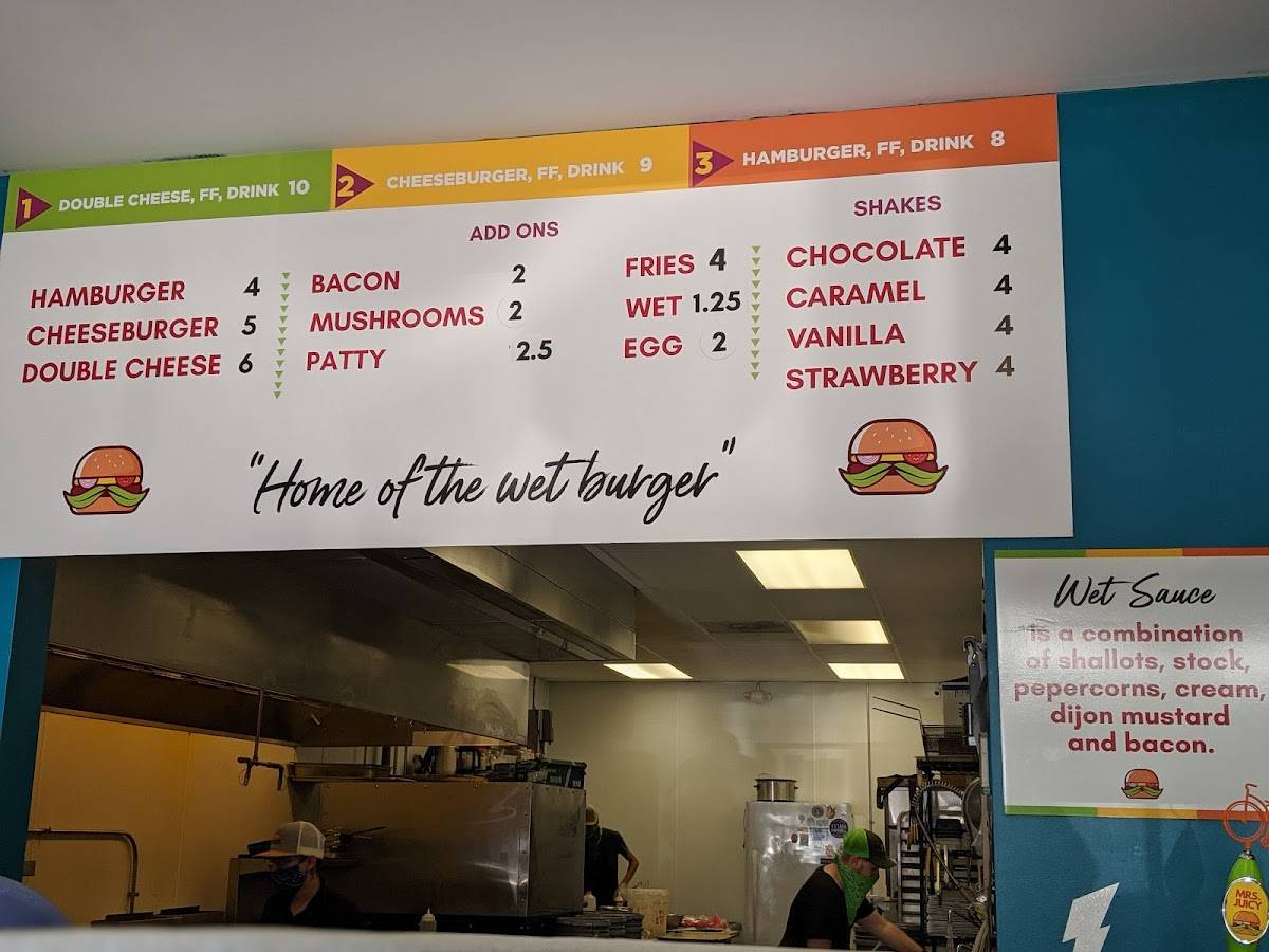 Menu at Mr Juicy restaurant, San Antonio