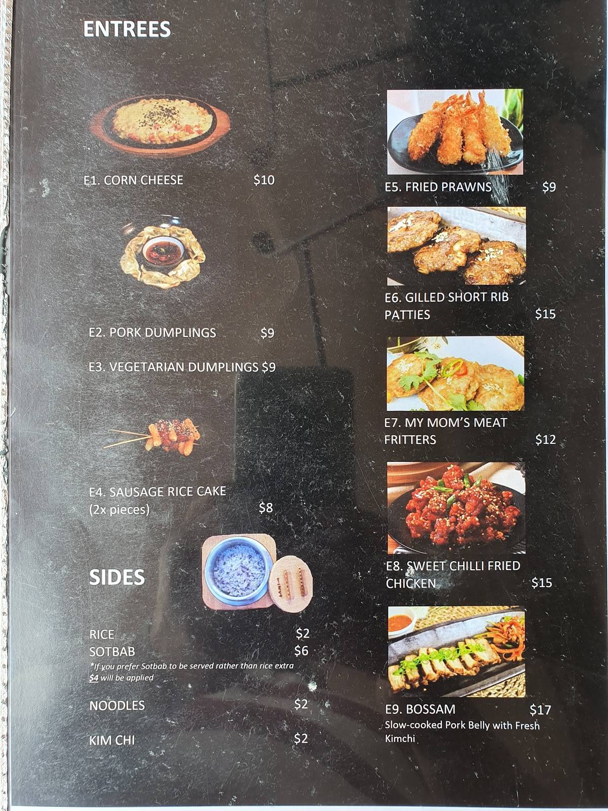 Menu at My Mom's Yangpyeong Haejanggook in Canberra 양평해장국 캔버라 Korean ...