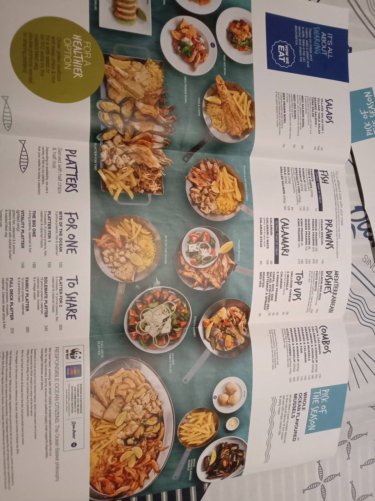 Menu at Ocean Basket Mall of Africa restaurant, Midrand, Shop 2049