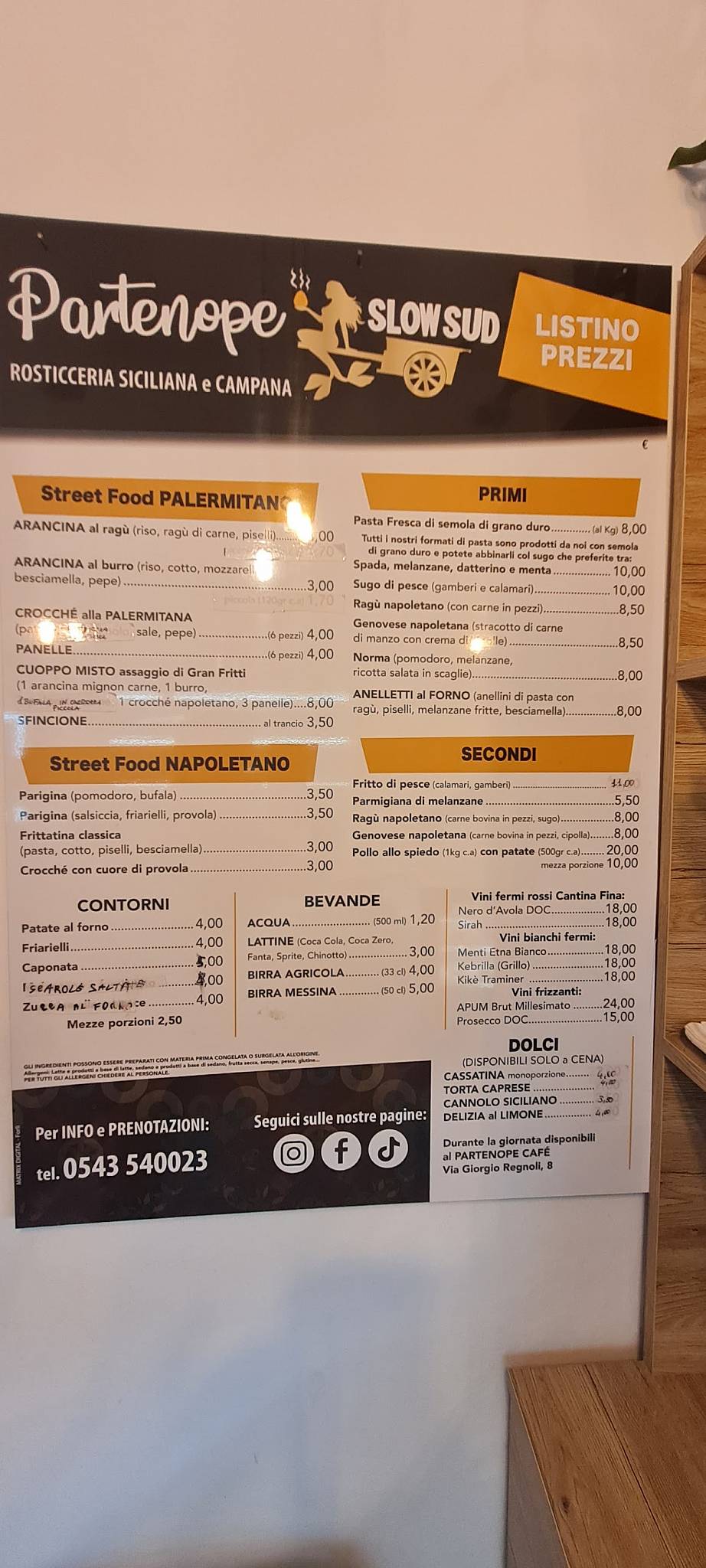Menu at Partenope Slow Sud, Forli