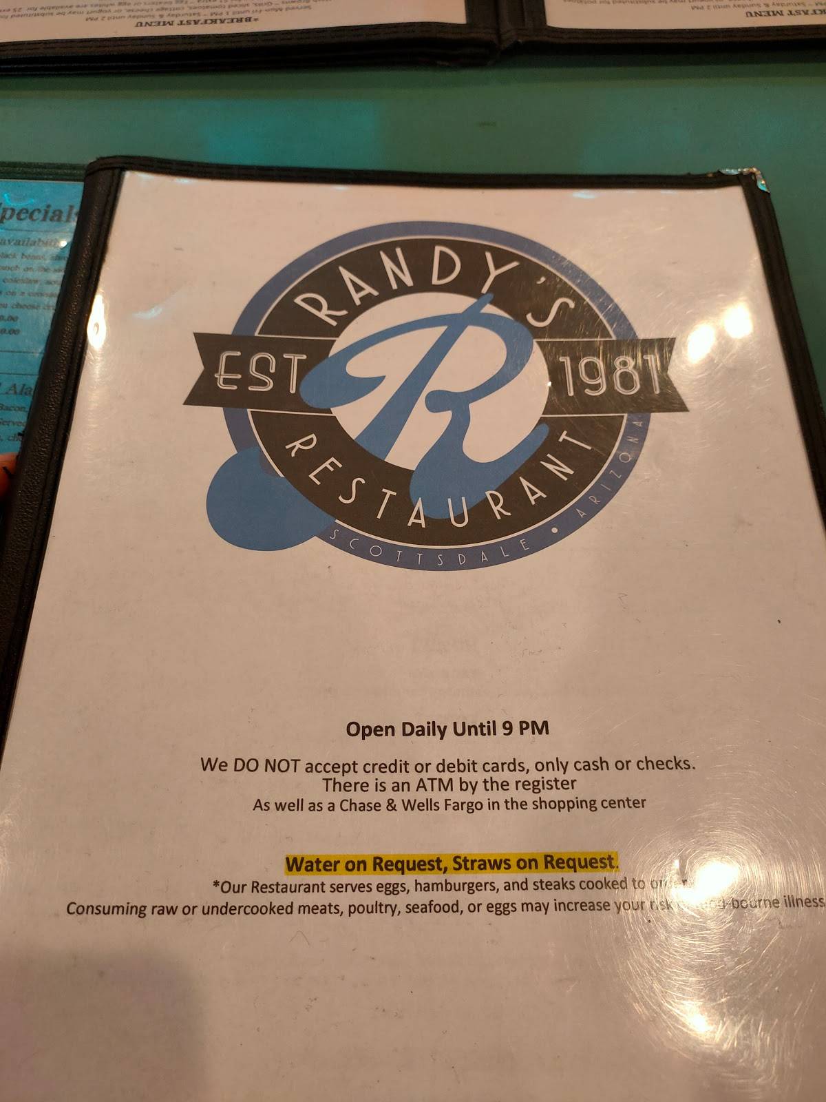 Menu at Randy's Restaurant & Ice Cream, Scottsdale