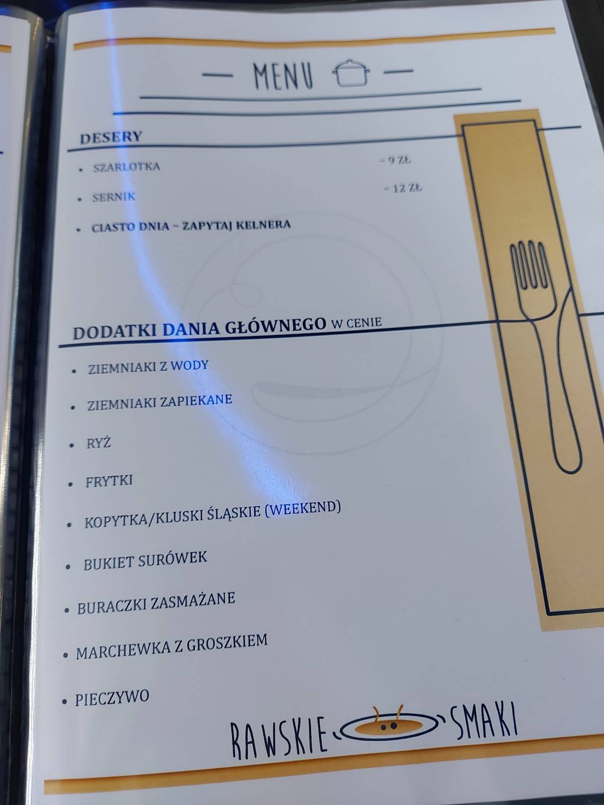 Menu at Rawskie Smaki restaurant, Rawa Mazowiecka