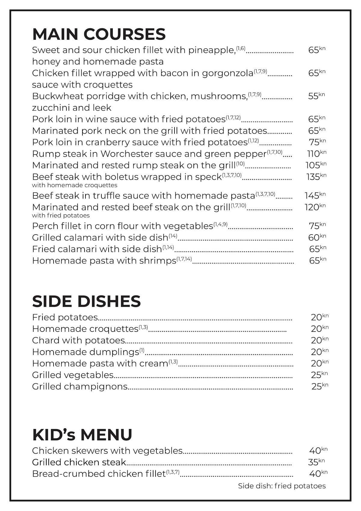 Menu at Restoran i sobe Vinarija Coner restaurant, Jabučeta