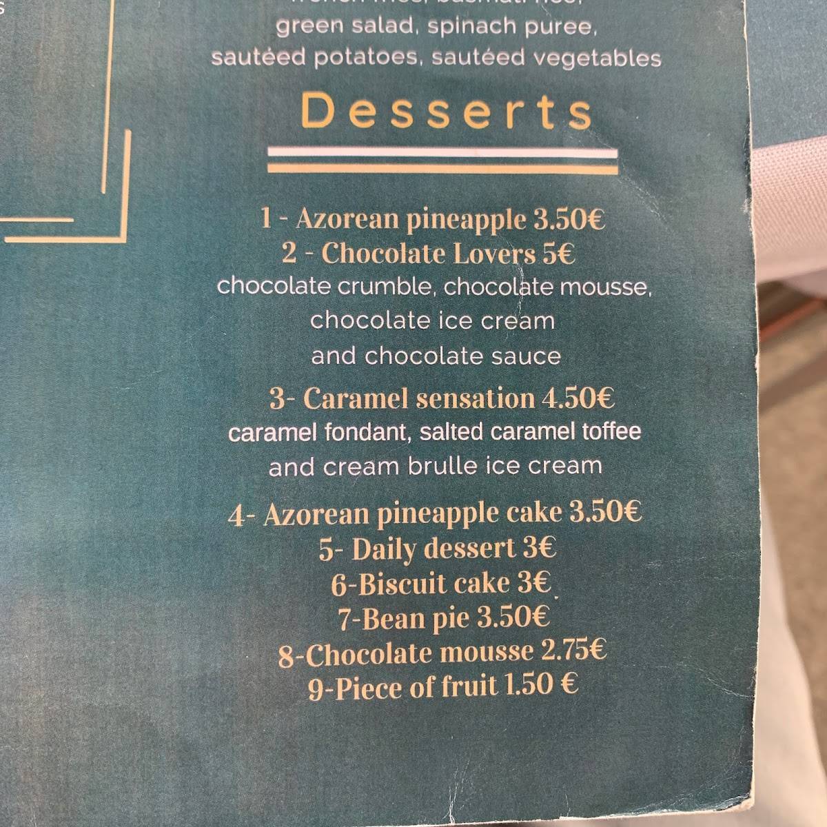 Menu em STAGE Restaurant, Ponta Delgada