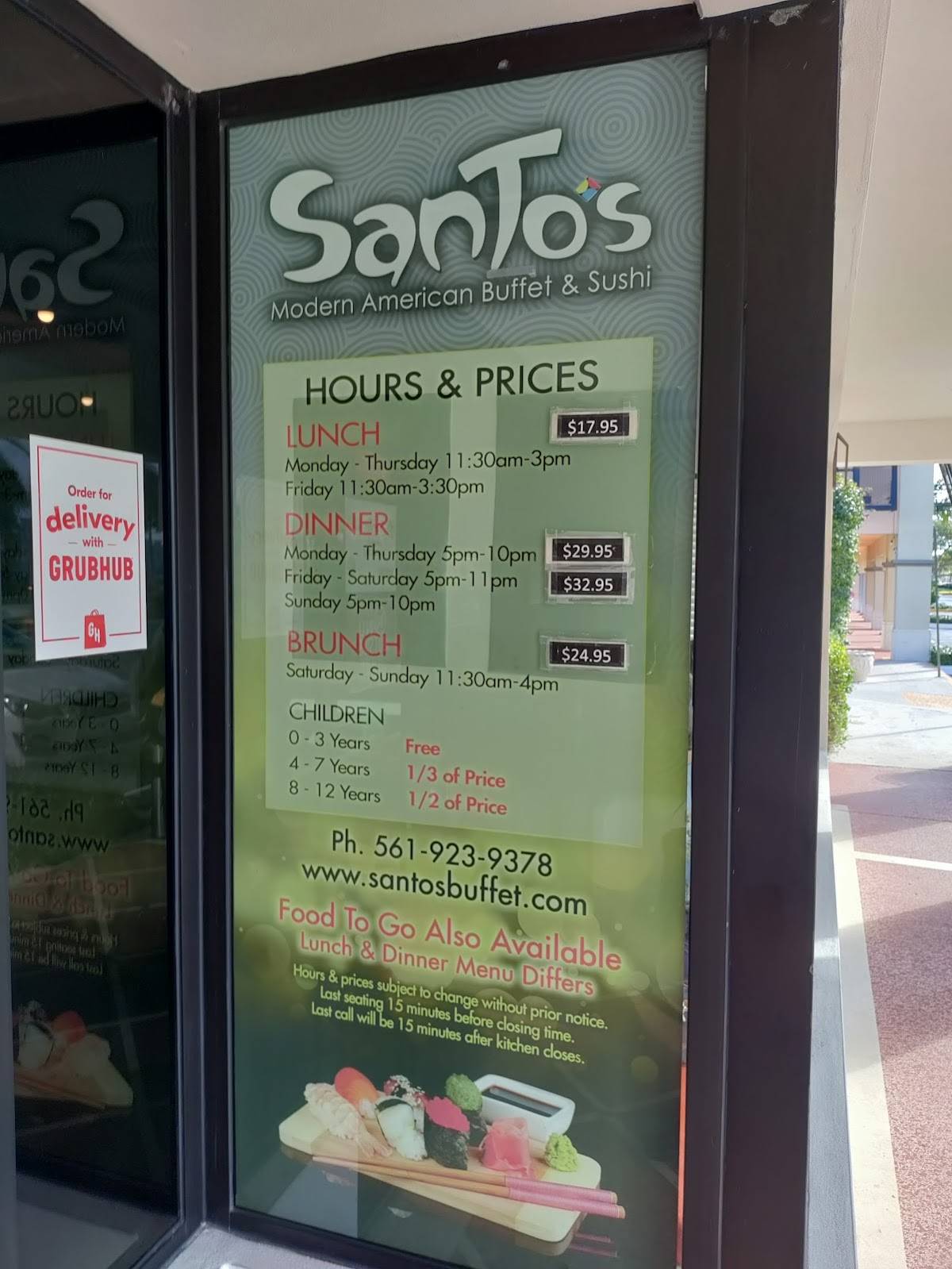 Menu at Santo's Buffet Boca Raton restaurant, Boca Raton