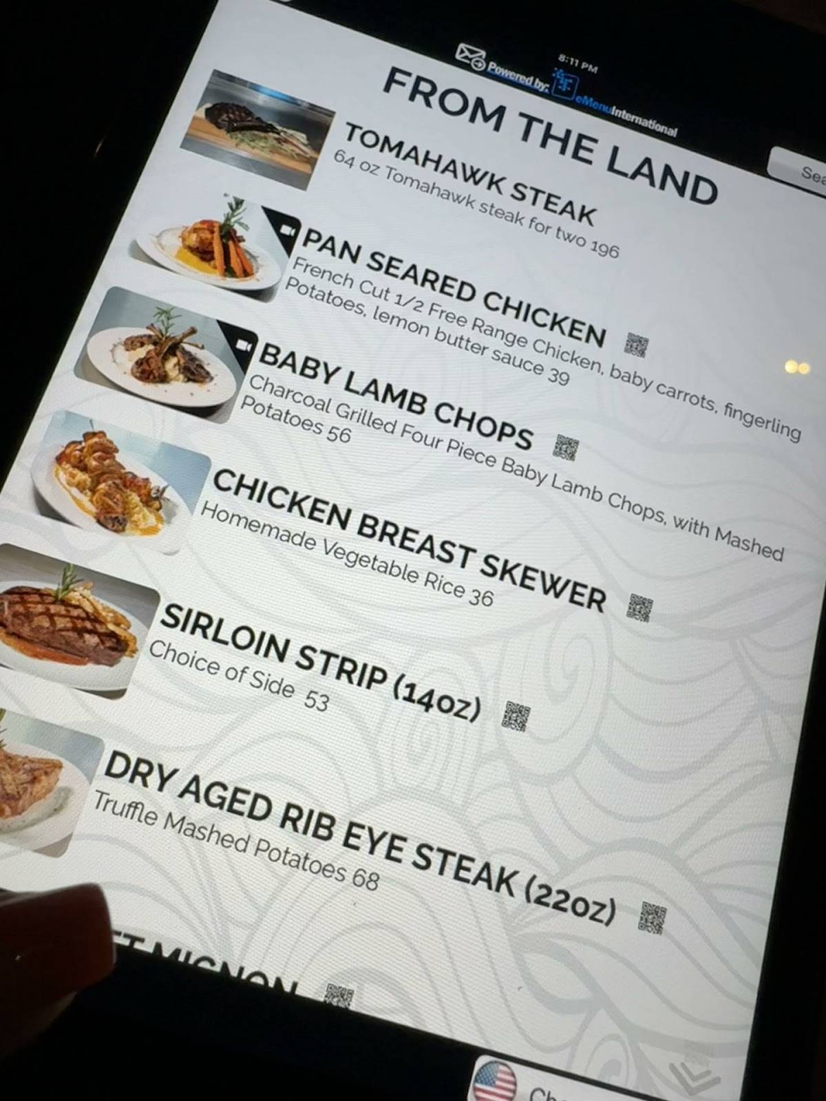 Menu at Skinos restaurant, New York City