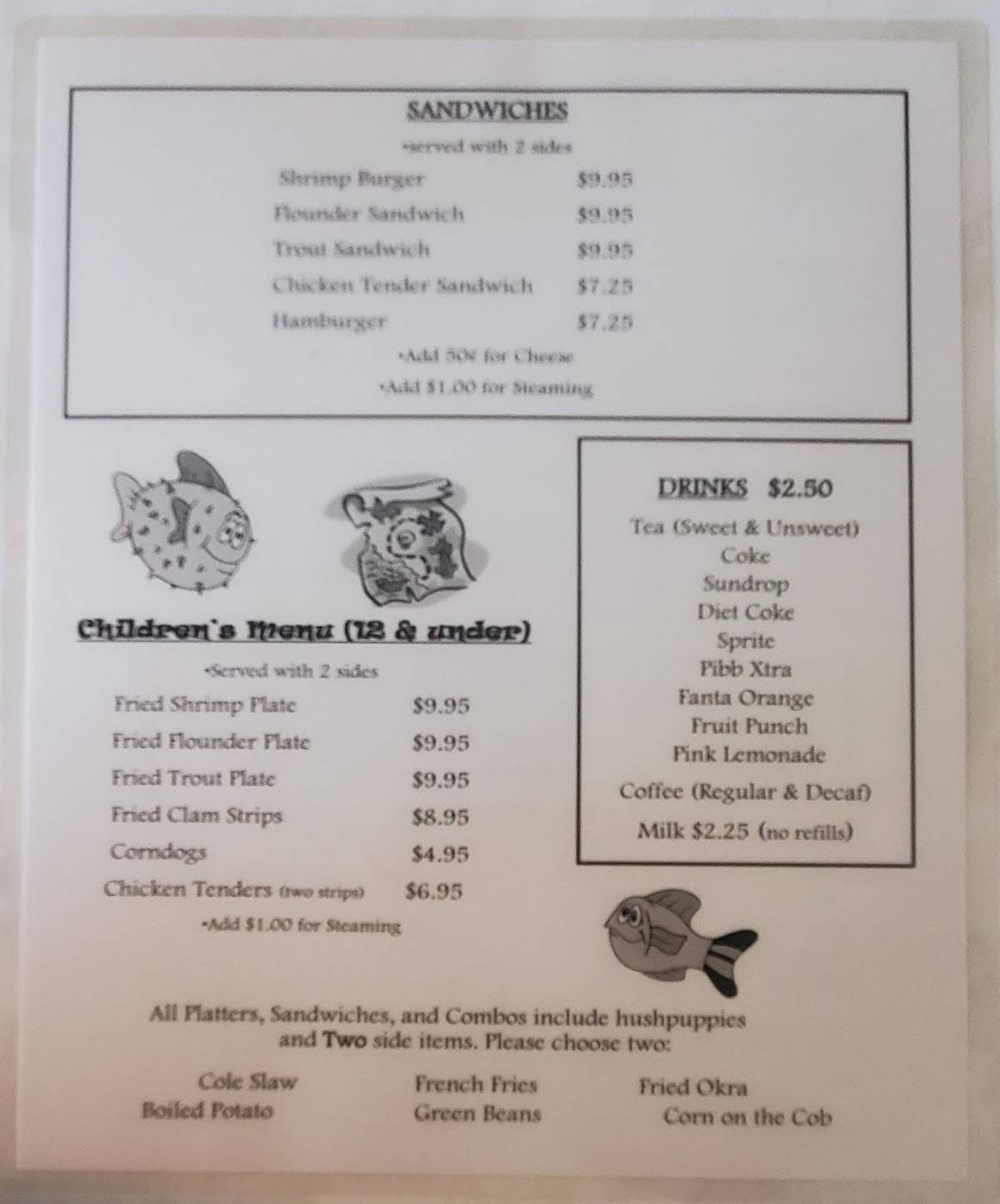 Menu at Something Fishy Seafood restaurant, Wilmington