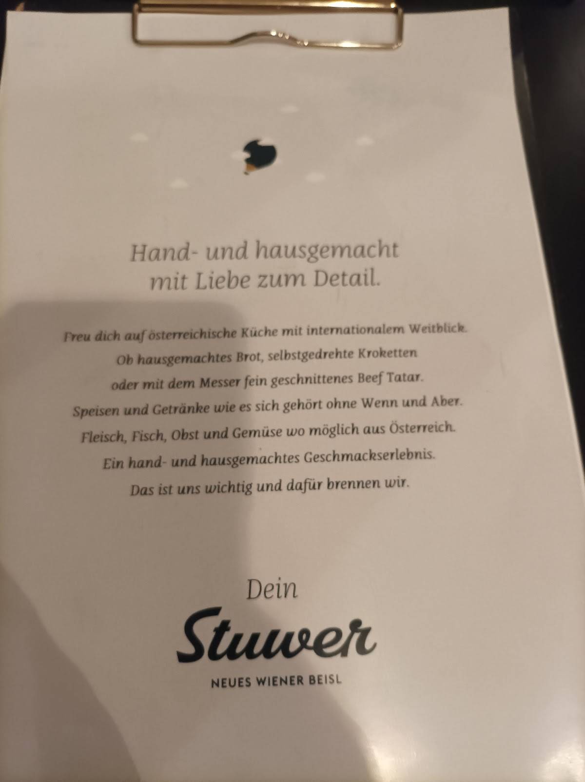 Speisekarte von Stuwer - Neues Wiener Beisl restaurant, Wien ...