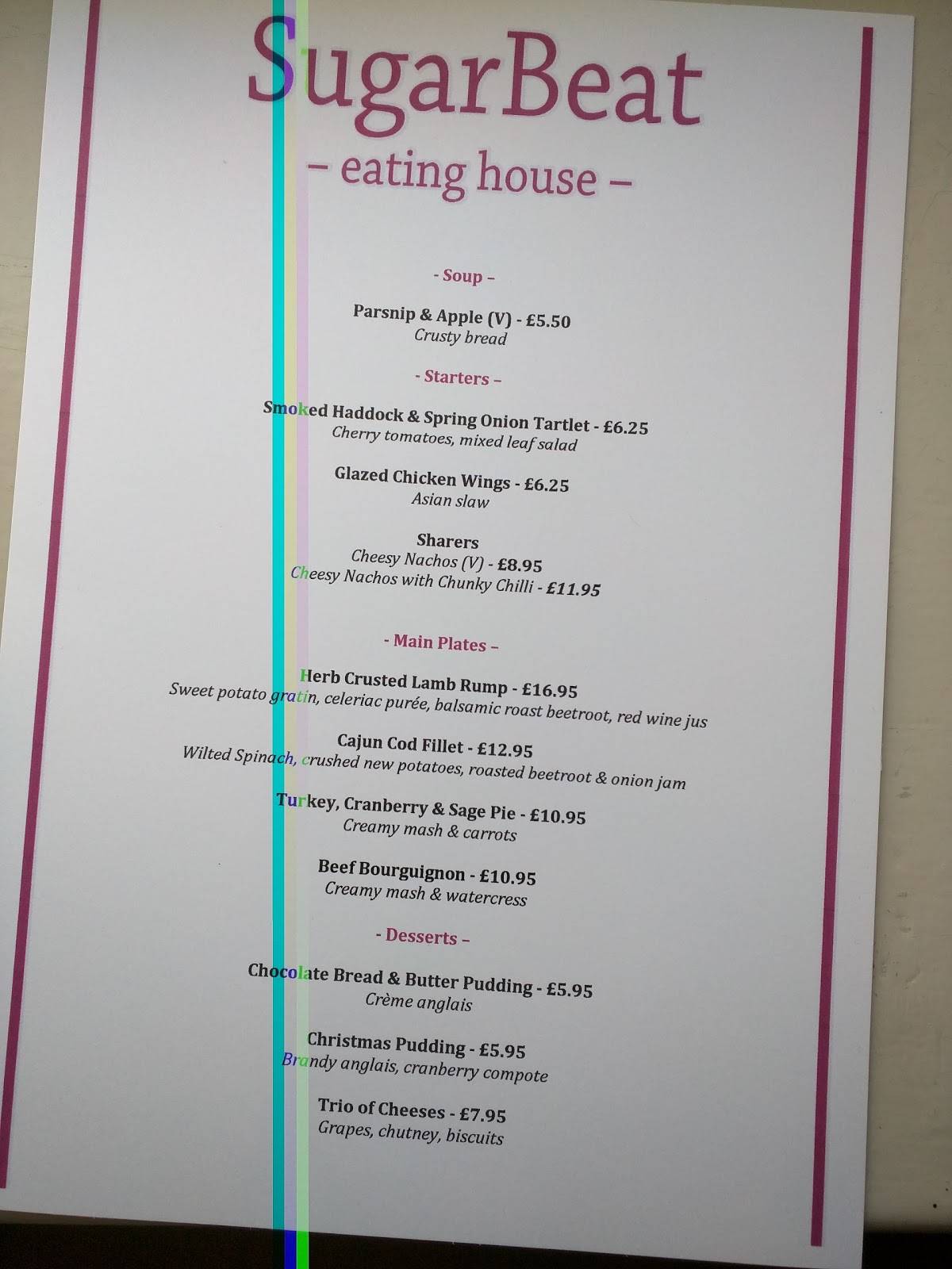 Menu at SugarBeat Eating House restaurant, Norwich