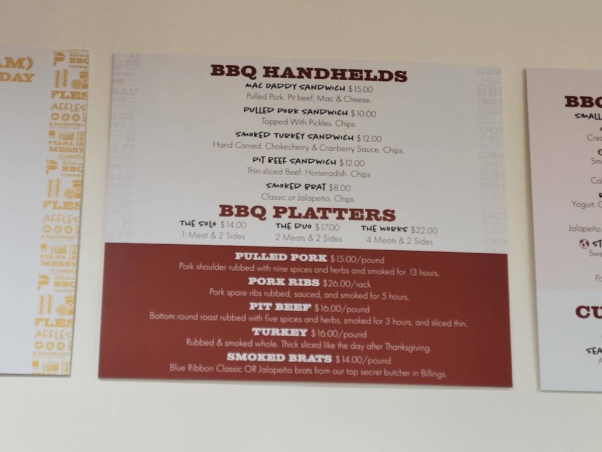 Menu at The Backporch BBQ, Roundup