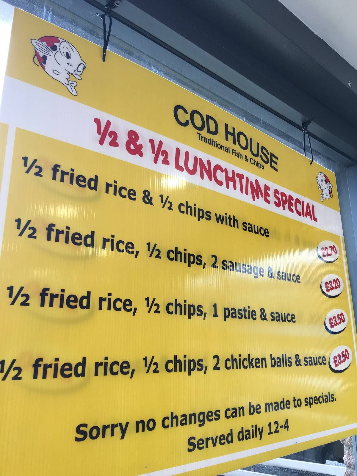 Menu at The Cod House fast food, Glengormley, 337 Antrim Rd
