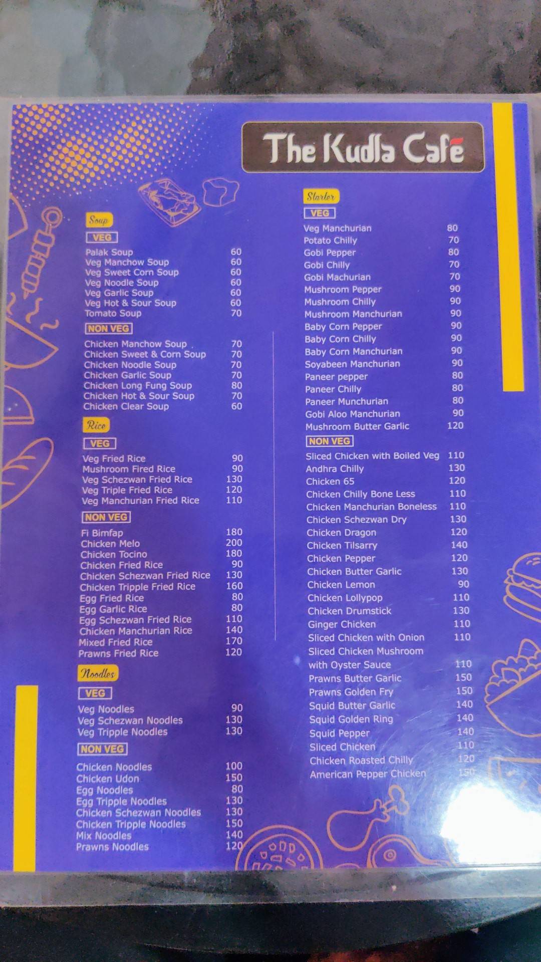 Menu at The Kudla Cafe, Mangaluru