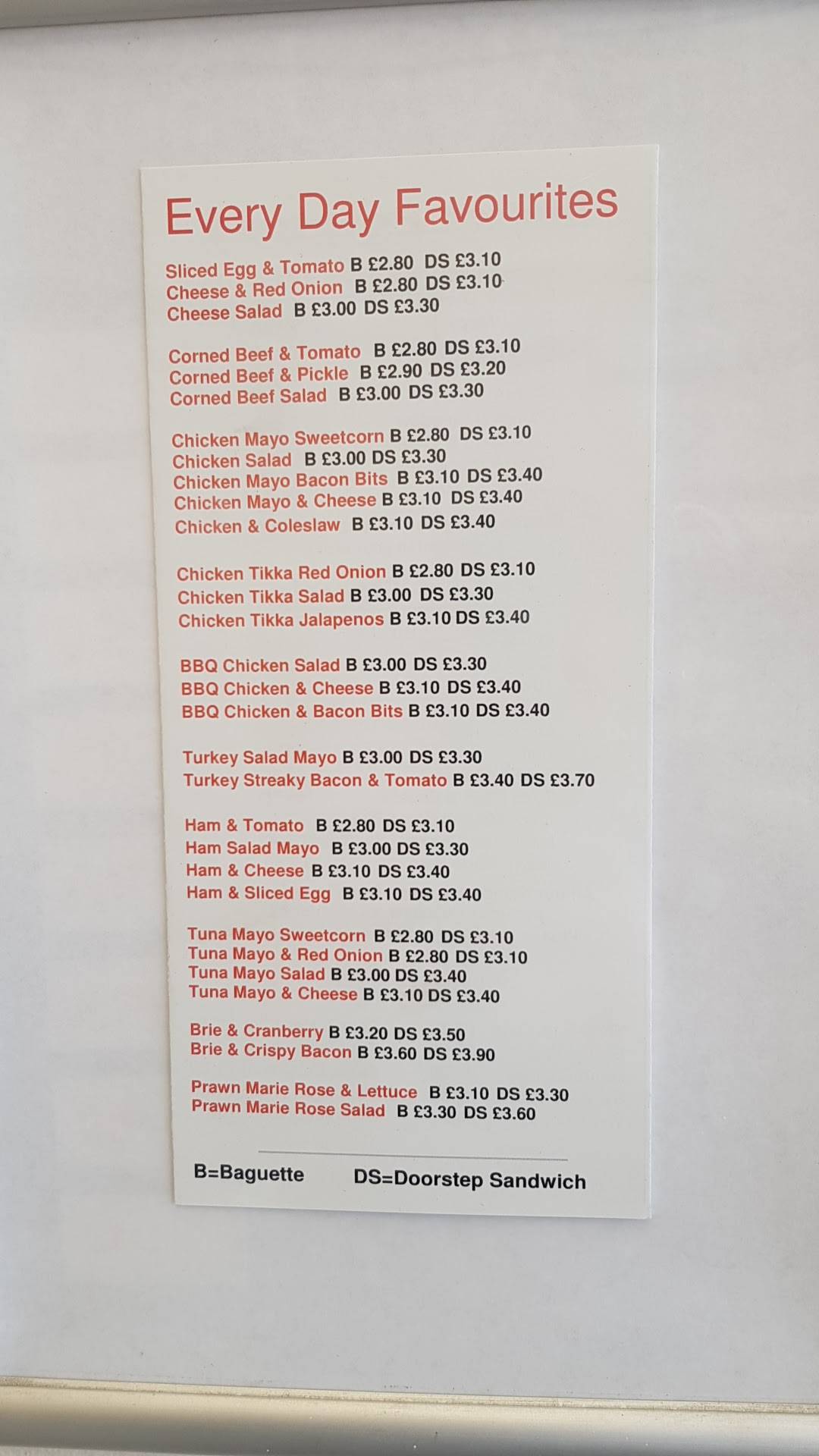 Menu at The Munch Box restaurant, Eastleigh