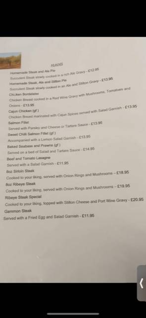 Menu at The Olive Grove restaurant, Cannock