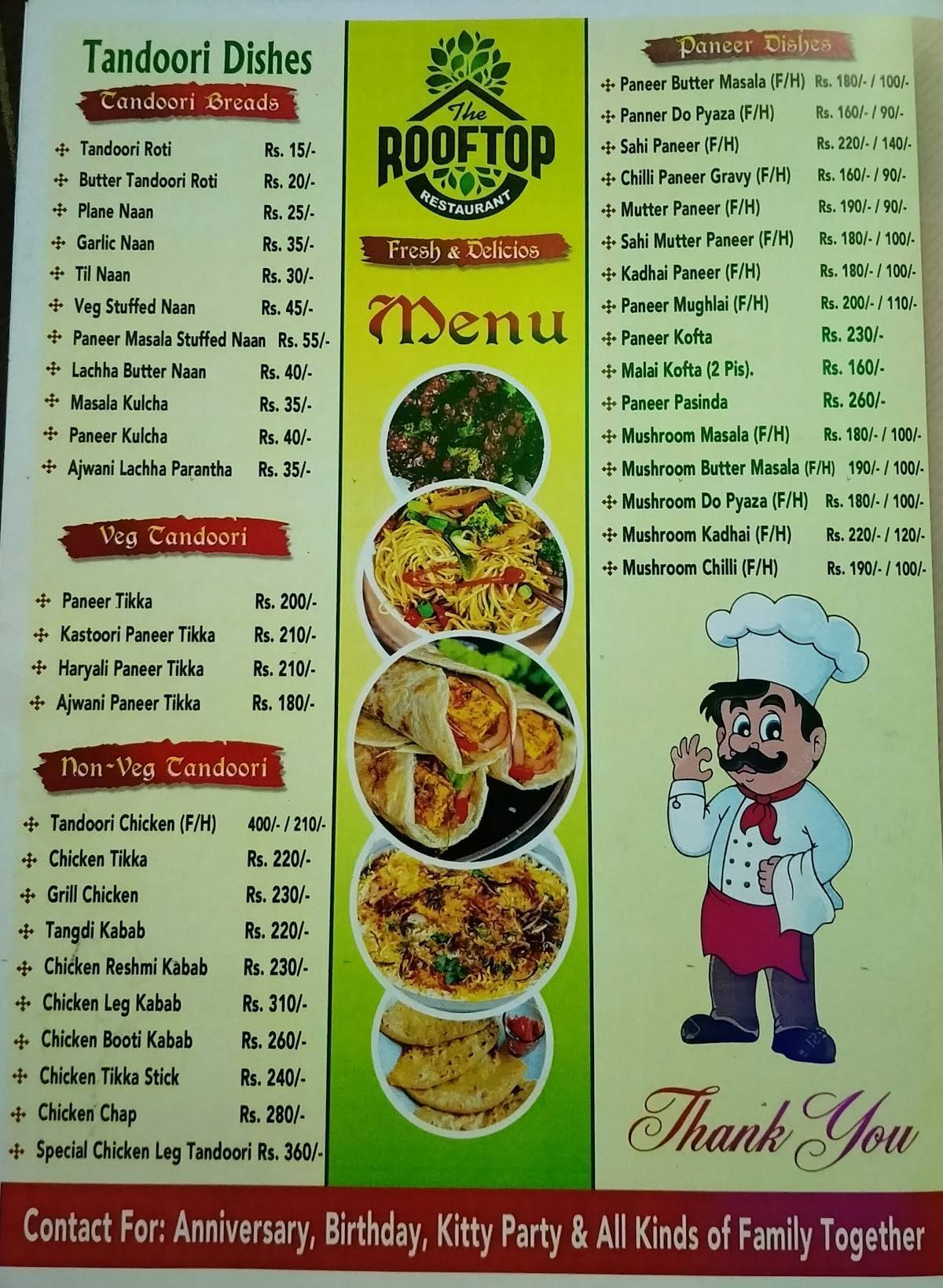 Menu at The Rooftop Restaurant, Kahalgaon