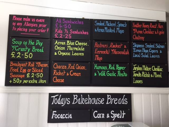 Menu at The Sandwich Station fast food, Lochranza, A841