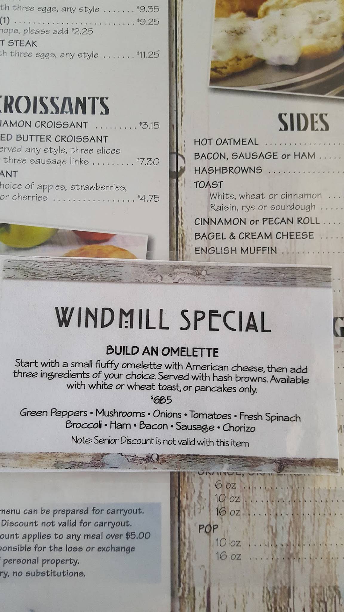 Menu at Windmill Family Restaurant, East Moline