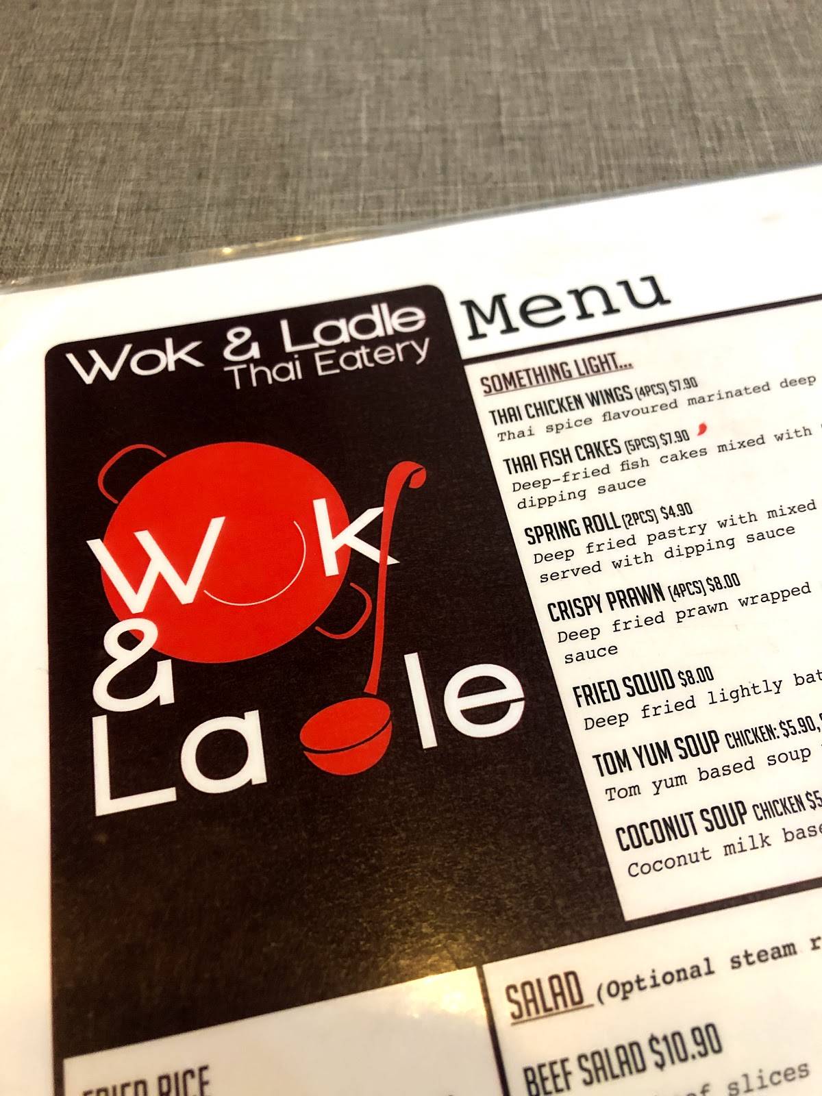 Menu at Wok & Ladle: Thai Eatery restaurant, East Perth