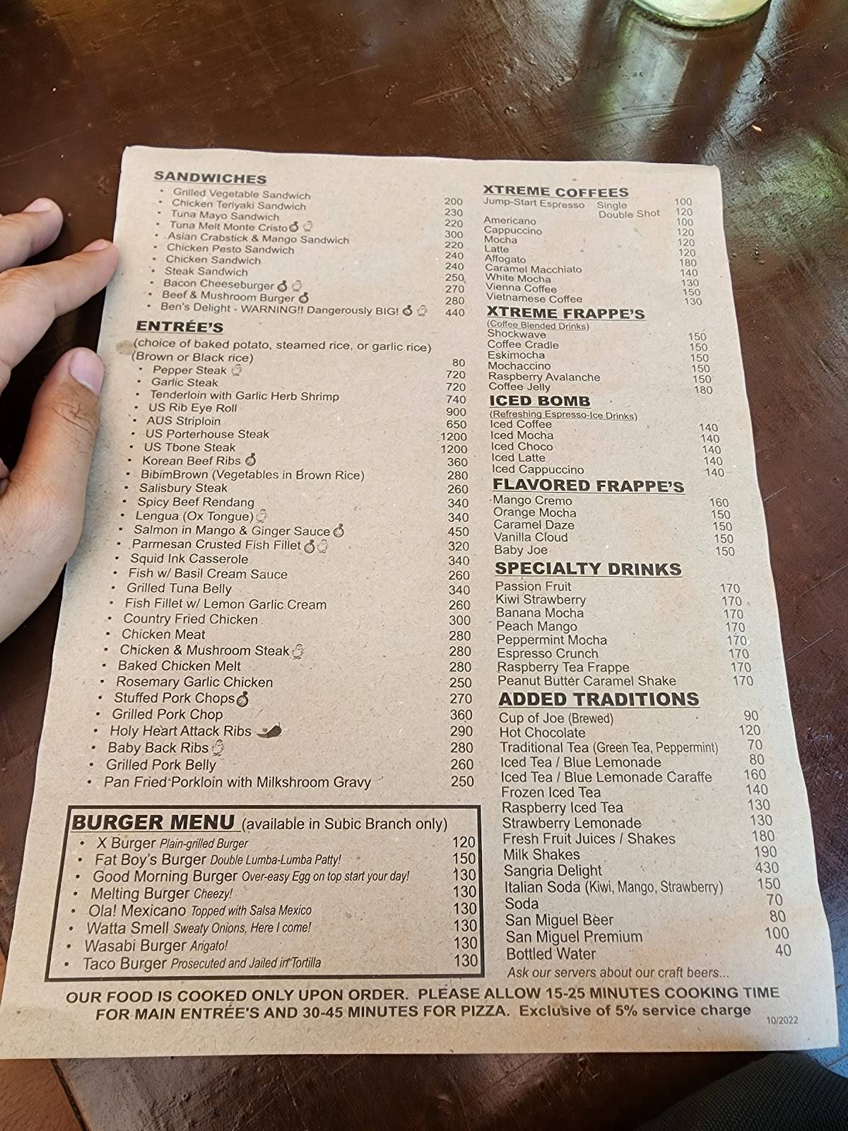 Menu at Xtremely Xpresso Cafe, Olongapo, #1 Dewey Avenue Subic Bay ...