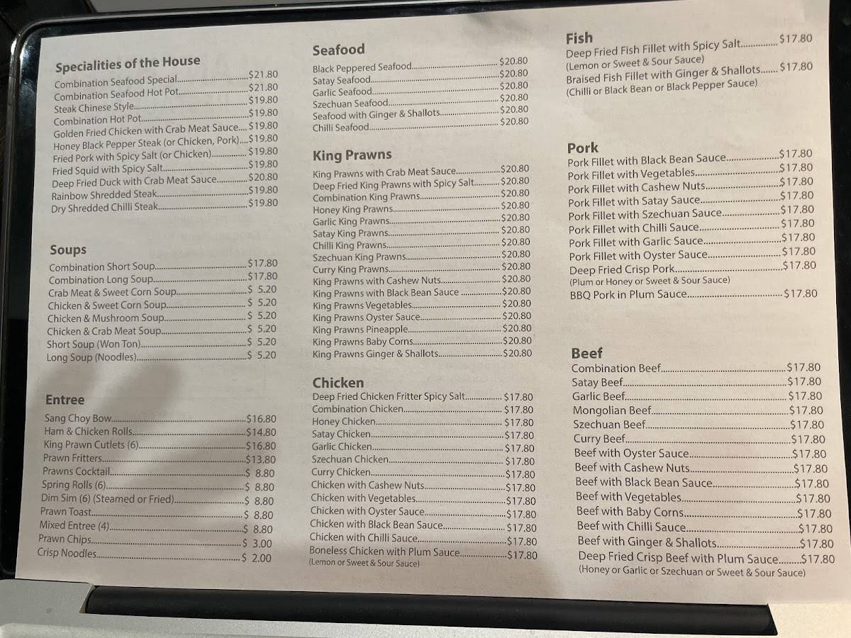 Menu at Yi An Chinese Restaurant Woy Woy, Woy Woy