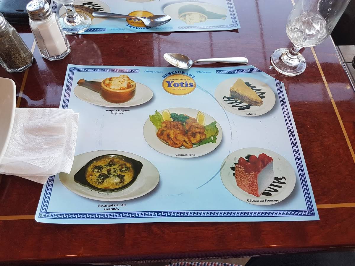 Menu at Restaurant Yotis, Montréal