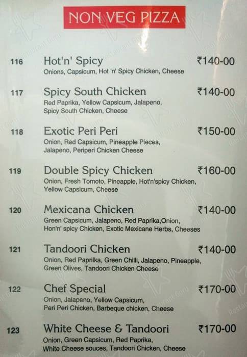 Menu at Ice Magic, Guntur, arundelpet