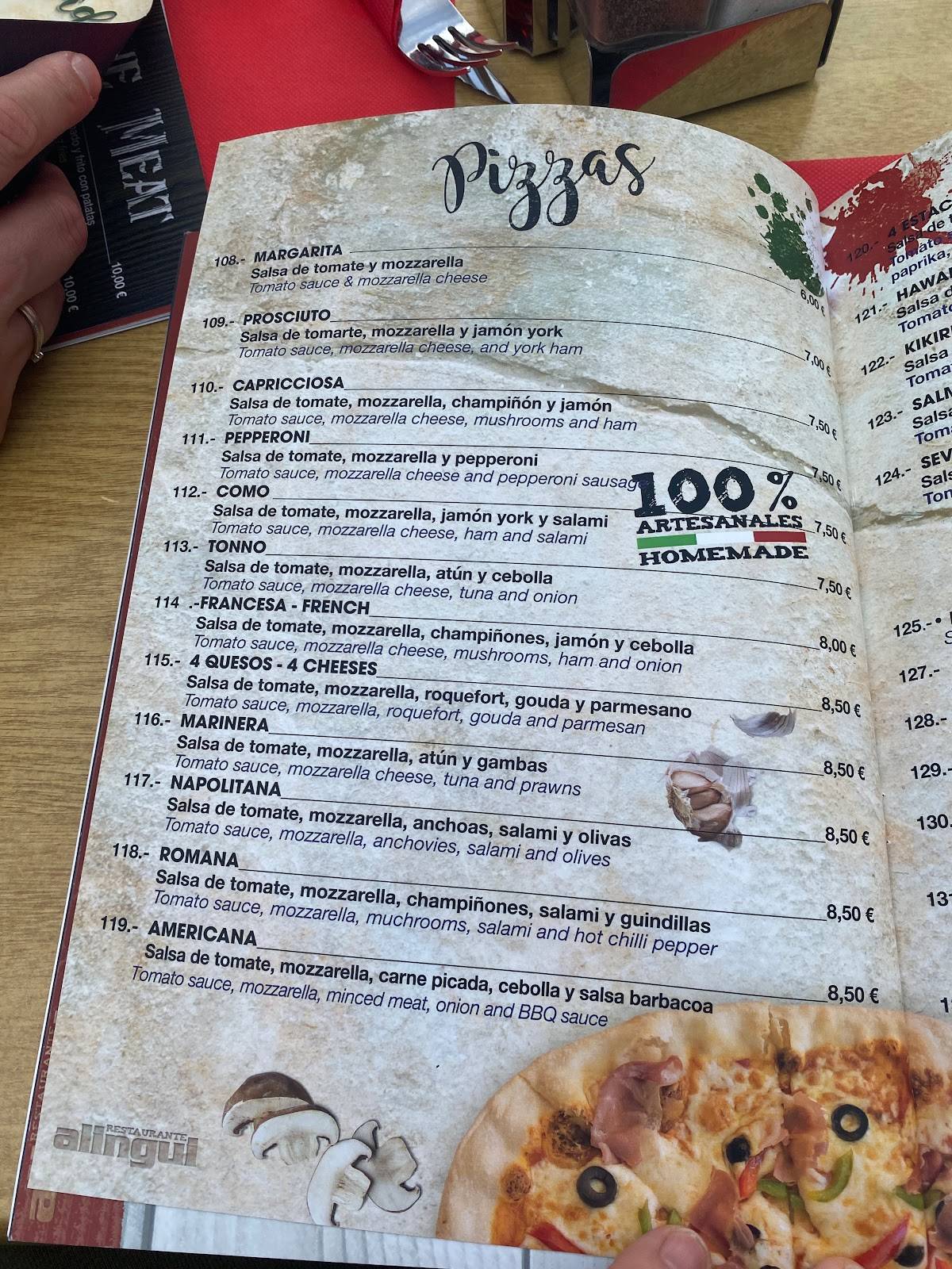 Menu at Restaurante Alingui, Torrevieja, Pl. Waldo Calero