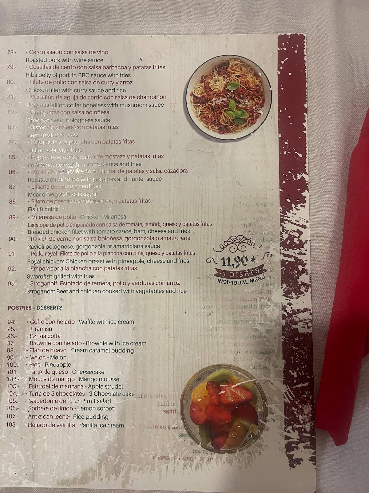 Menu at Restaurante Alingui, Torrevieja, Pl. Waldo Calero