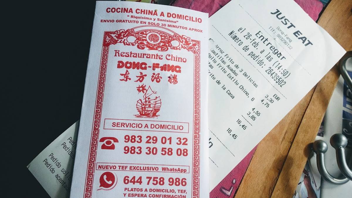 Carta de Restaurante Dong Fang, Valladolid, Calle San Luis