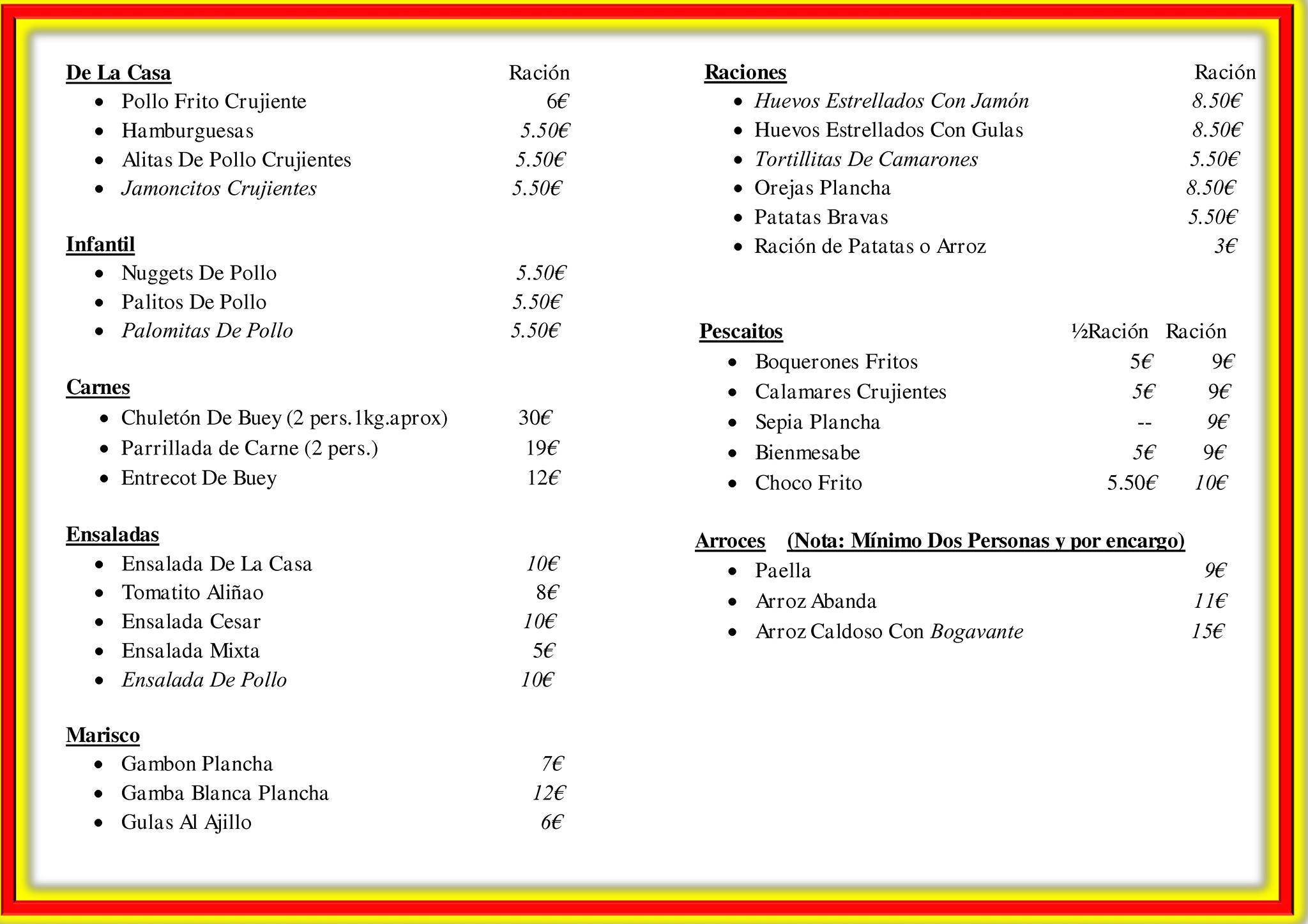 Menu at Restaurante El Pollito Pio, Villanueva del Pardillo, C. de la ...