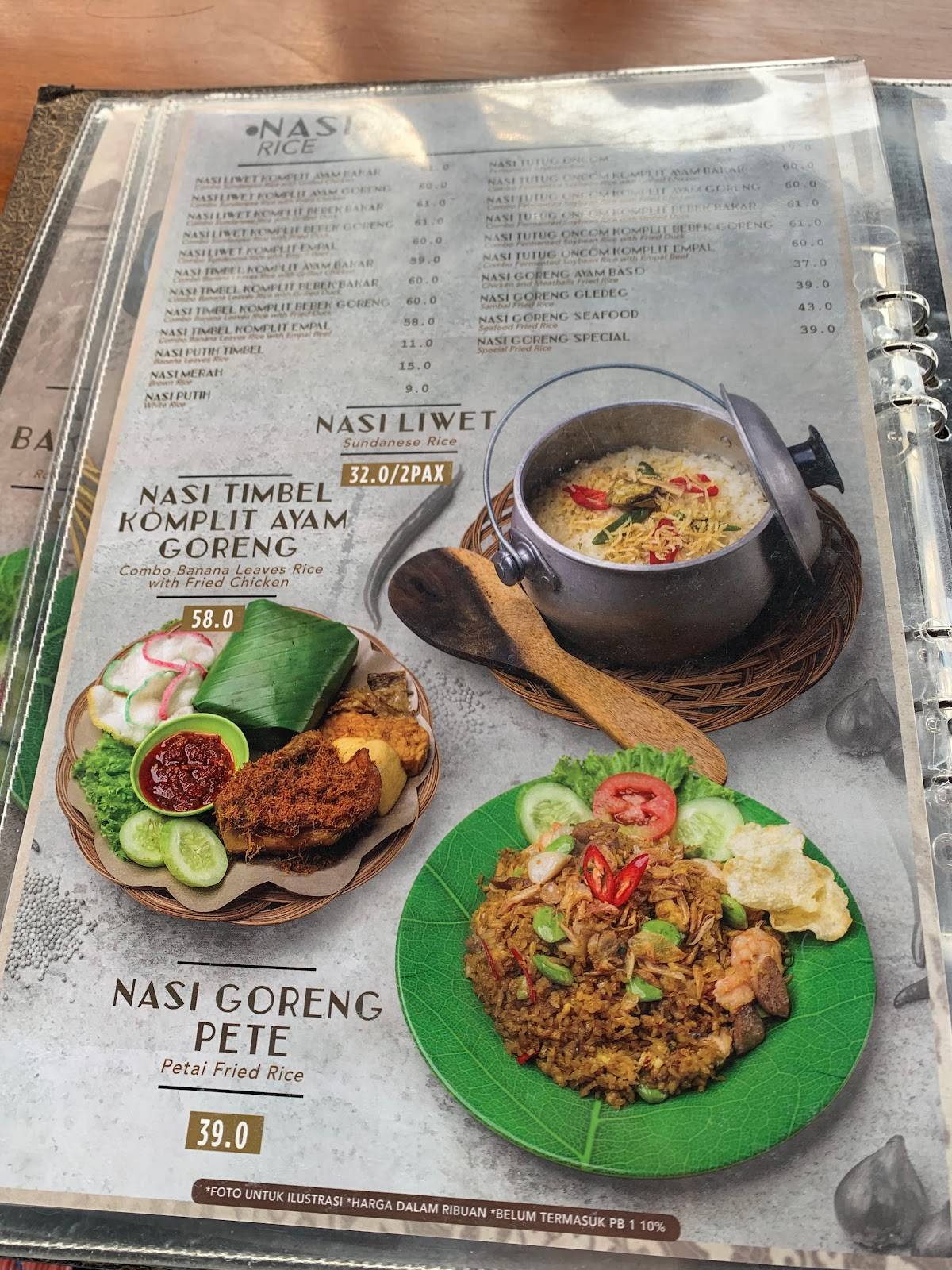 Menu at Restoran Sunda Alam Sari Deltamas restaurant, Bekasi Regency