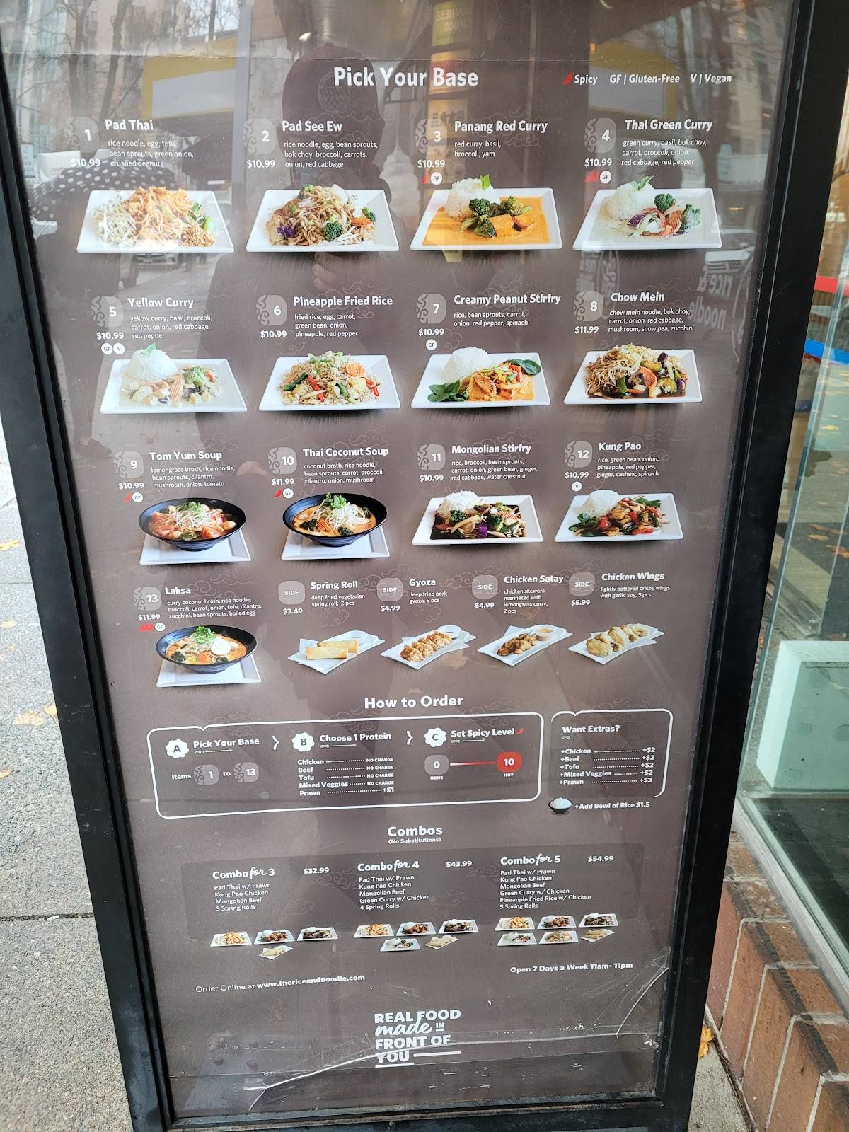 Menu at Rice and Noodle (Robson) restaurant, Vancouver