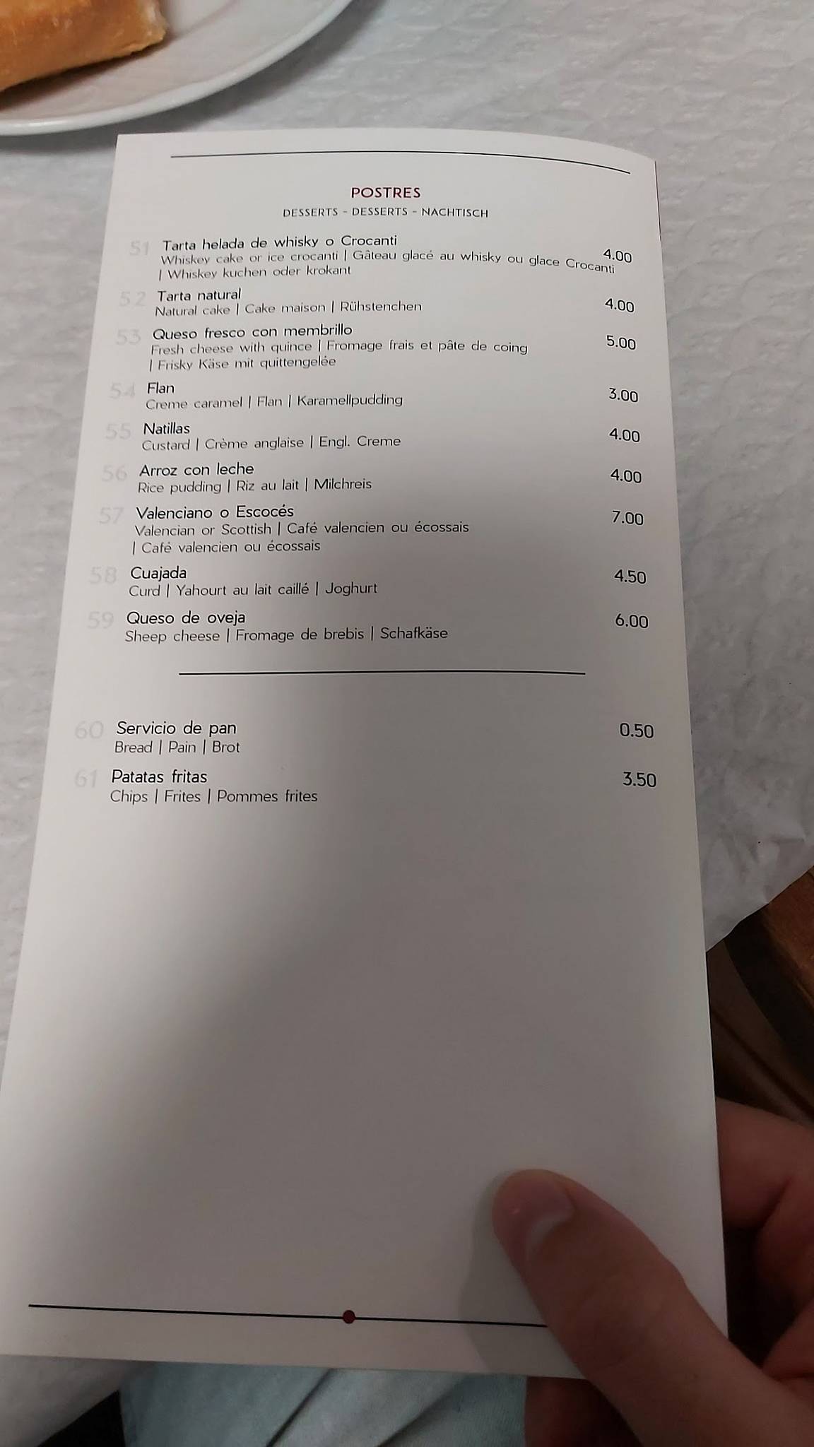 Menu at Rio-Oja Restaurant, Bilbao