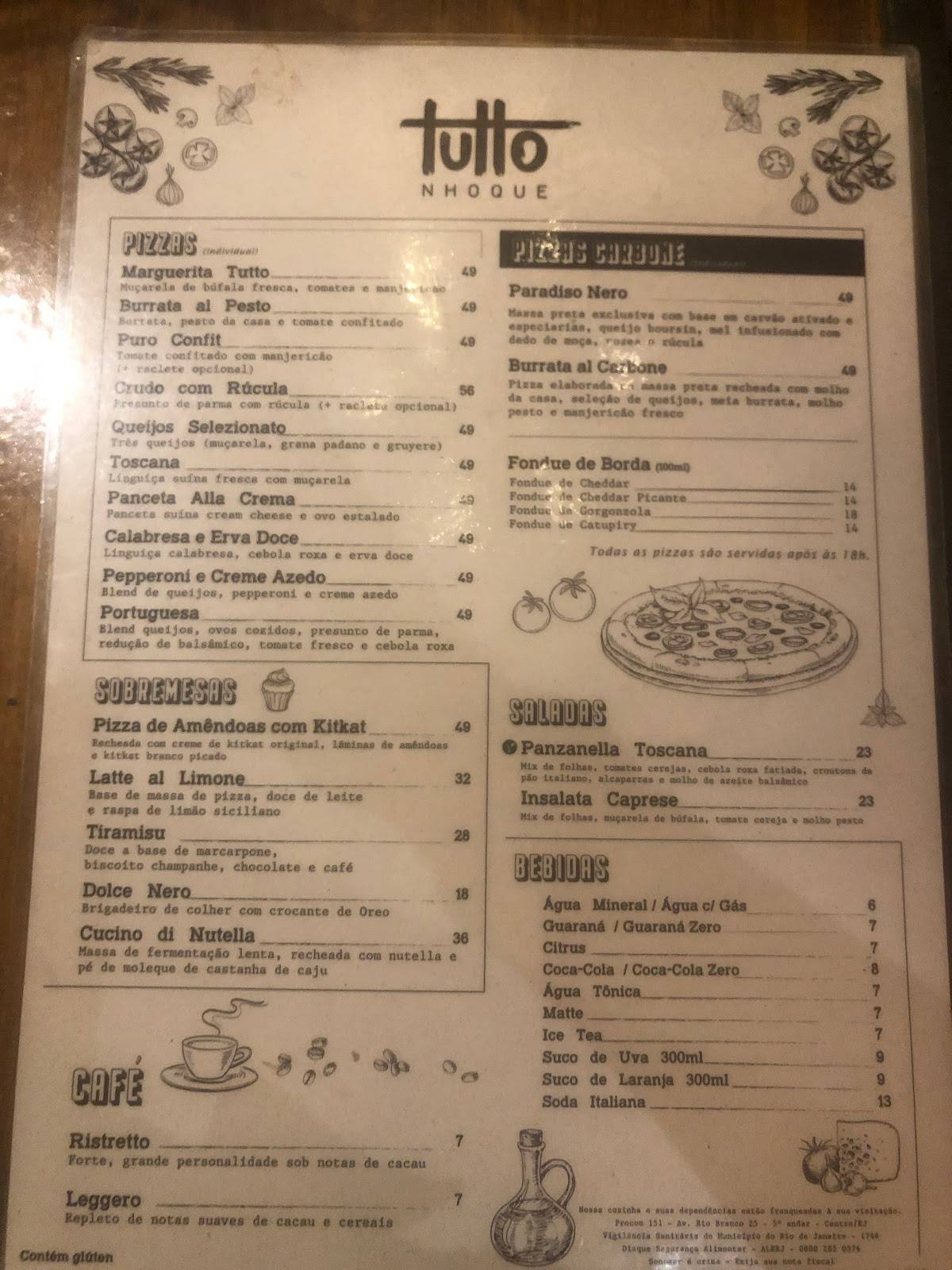 Menu em Tutto Nhoque Botafogo restaurante, Rio de Janeiro, R. São Clemente